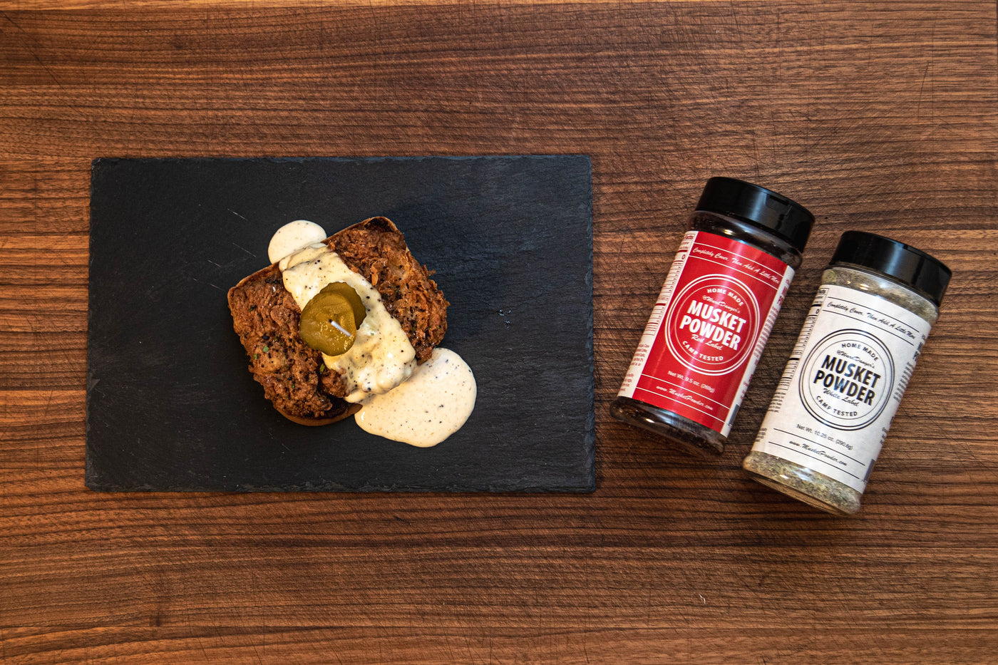 White Label Fried Chicken with Red and White Label Musket Powder ...